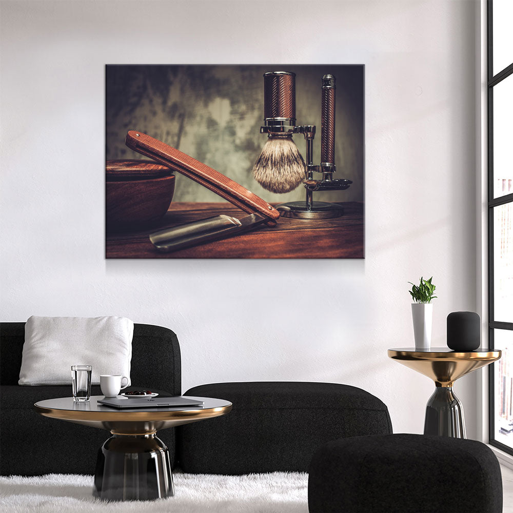 Barber Shop Vintage Canvas Framed Wall Art Barber Shop Decor - Royal ...