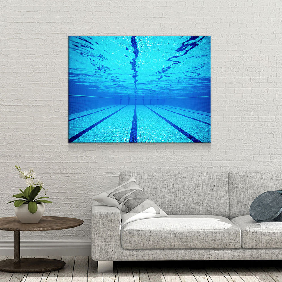 Swimming Pool Art Swimmers Gift Framed Canvas Wall Art - Royal Crown Pro