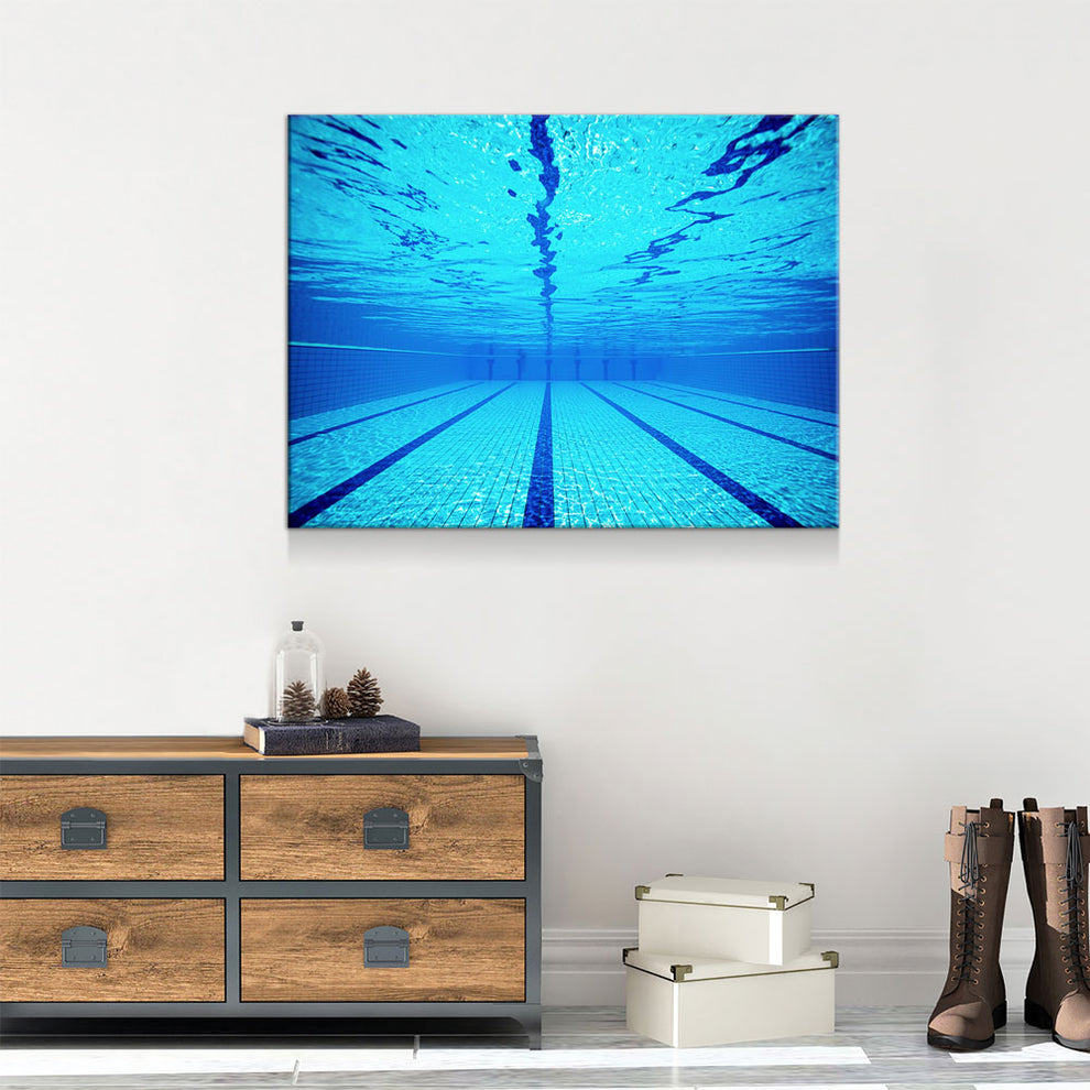 Swimming Pool Art Swimmers Gift Framed Canvas Wall Art - Royal Crown Pro