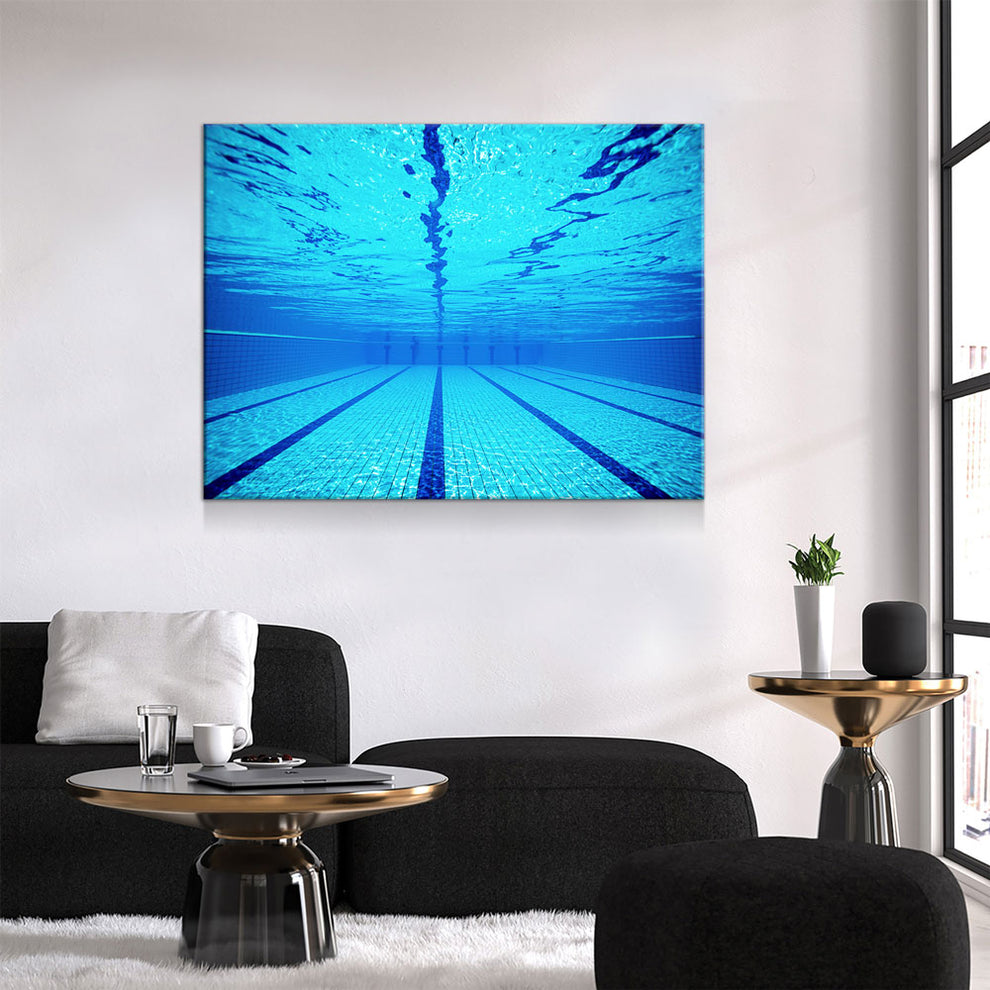 Swimming Pool Art Swimmers Gift Framed Canvas Wall Art - Royal Crown Pro