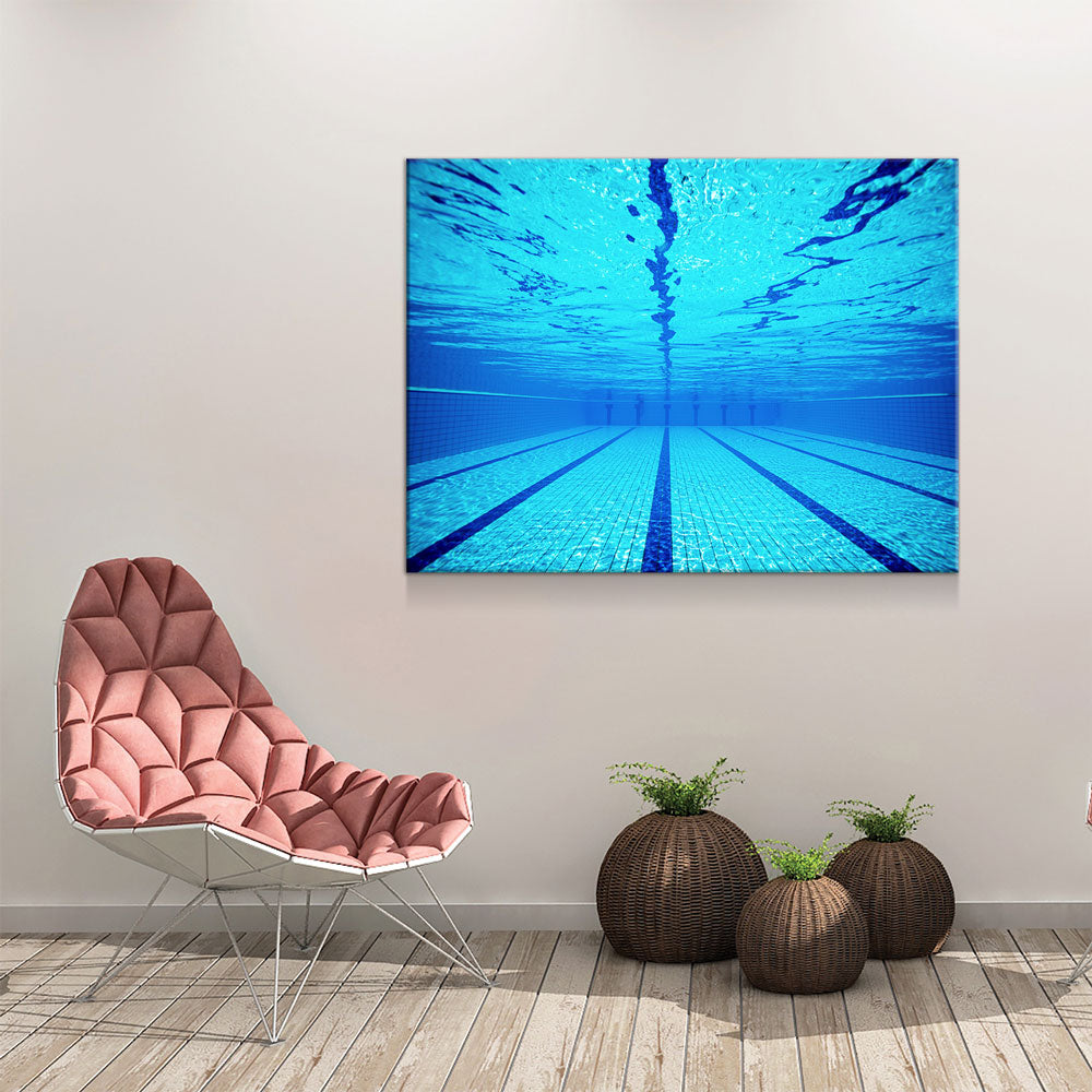 Swimming Pool Art Swimmers Gift Framed Canvas Wall Art - Royal Crown Pro
