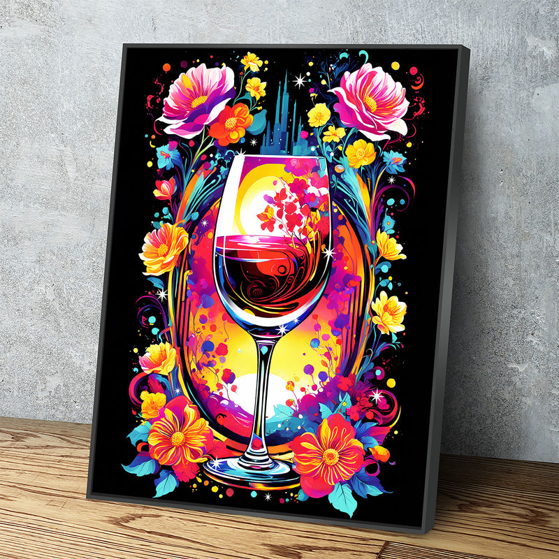 Smell The Flowers Canvas Wall Art, Abstract Wine And Flowers Print ...