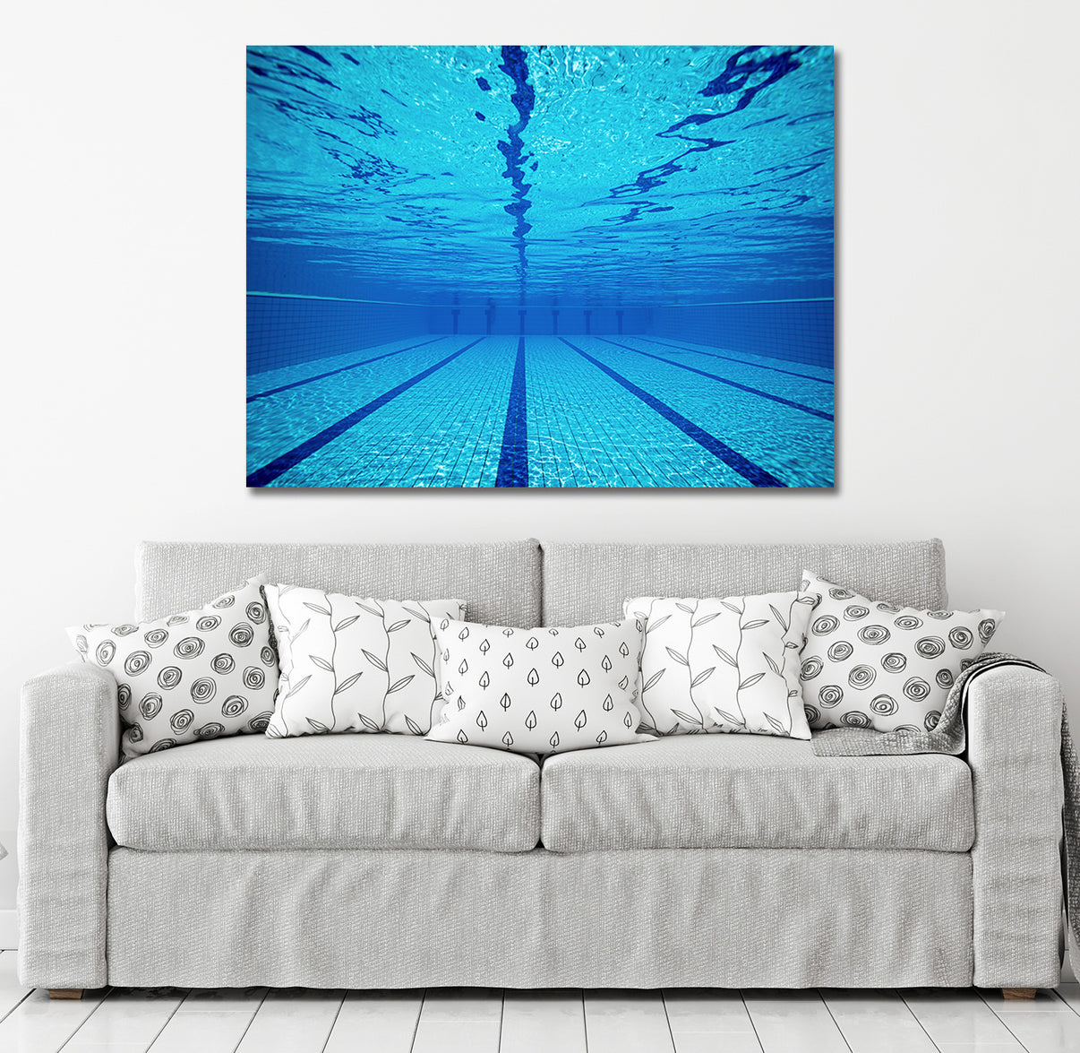 Swimming Pool Art Swimmers Gift Framed Canvas Wall Art - Royal Crown Pro