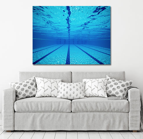 Swimming Pool Art Swimmers Gift Framed Canvas Wall Art - Royal Crown Pro