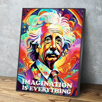Abstract Albert Einstein Canvas Wall Art, Imagination Is Everything ...