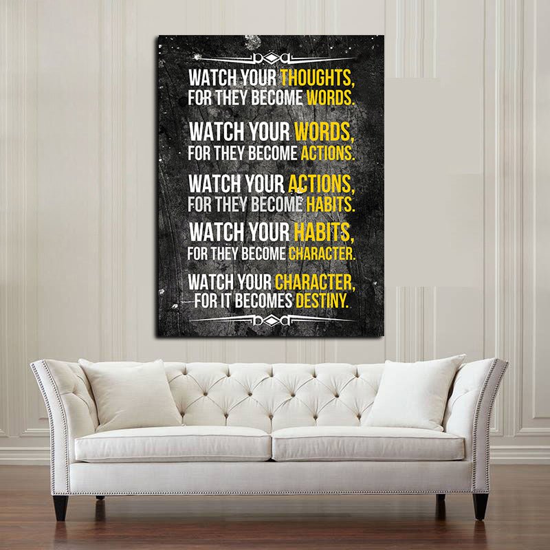 Watch Your Thoughts For They Become Words Motivational Canvas Wall Art ...